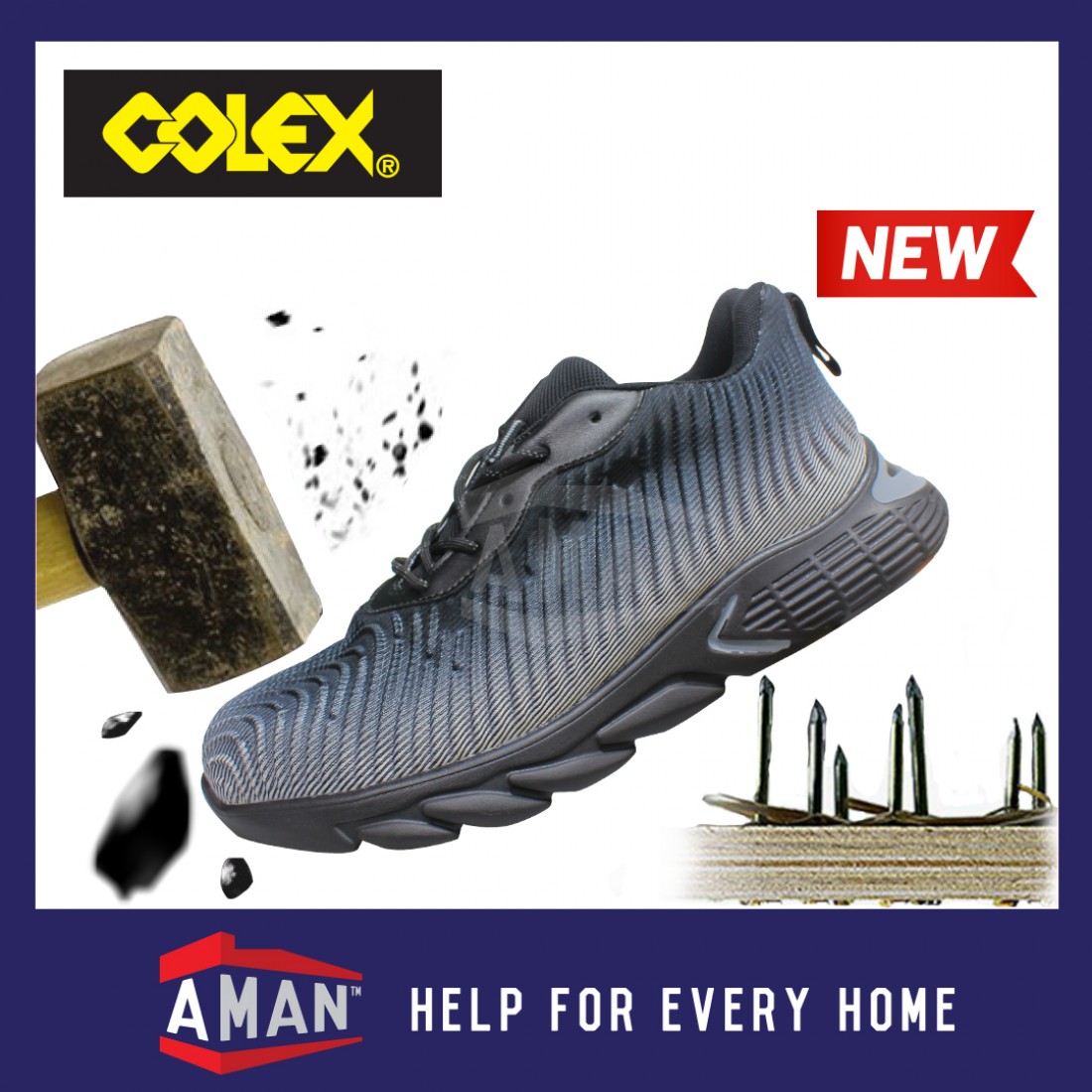COLEX Sporty Safety Shoes Safety Boots Kevlar Sole Anti Slip Anti Smash ...