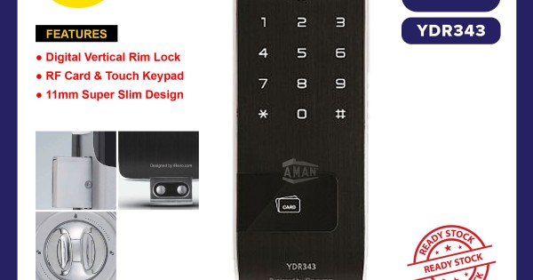 YALE Super Slim Digital Rim Lock Digital Door Lock YDR-343